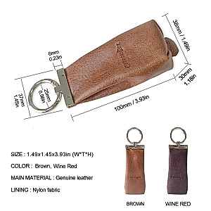 Cassenger Car Key Case, Genuine Leather Car Smart Key Chain Keychain Key Holder and Keyring Zipper Bag - Brown