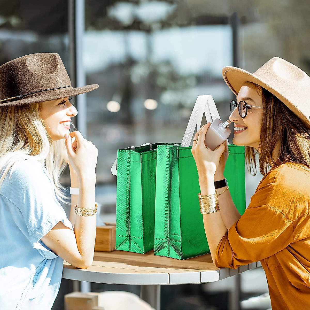 Eccliy 60 Pcs Reusable Gift Tote Bags Grocery Shopping Bag with Handles Thank You Gift Bags for Bridesmaid Wedding Christmas, 12.6x10.6x3.9''(Dark Green)