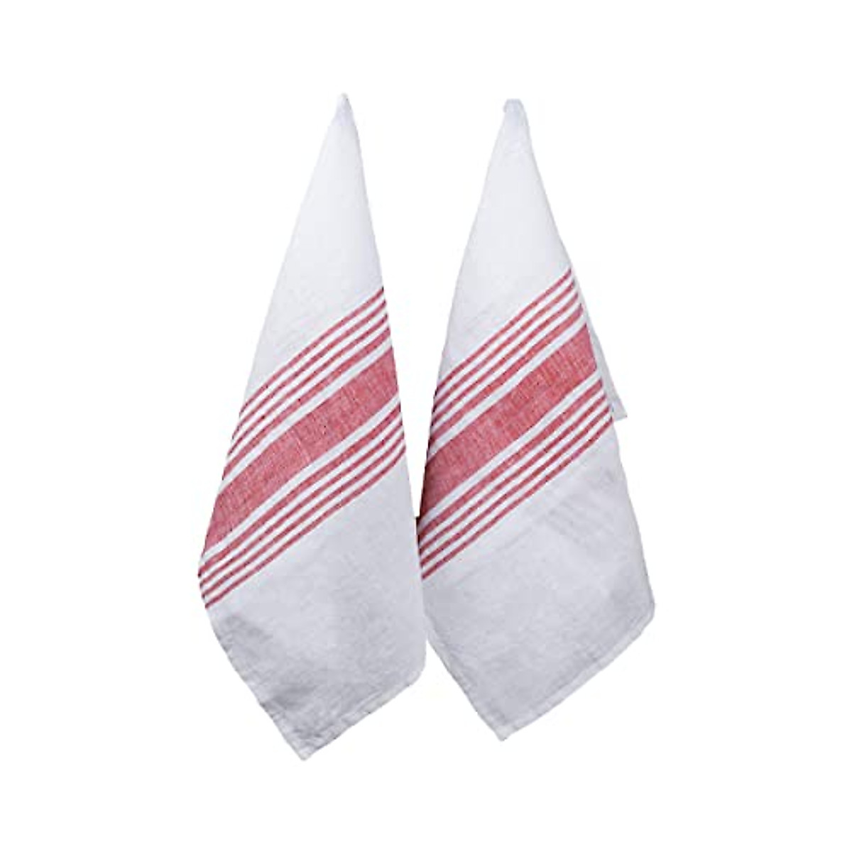 Red Hand Towels, Linen Kitchen Towel, French Tea Towel 100% Pure Linen, Bar Towels, Red Dishtowels, French Towels, Red Striped Dish Towels, Linen Bar Towels, Set of 2 18 X 28, Grain Sack Towels