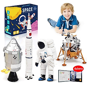Lehoo Castle Building Toys for Kids Age 3-12,Space Station Space Shuttle Building Kit Including Astronaut, Rocket, Lunar Lander and Space Capsule, STEM Space Toy for Boys and Girls (109pcs)