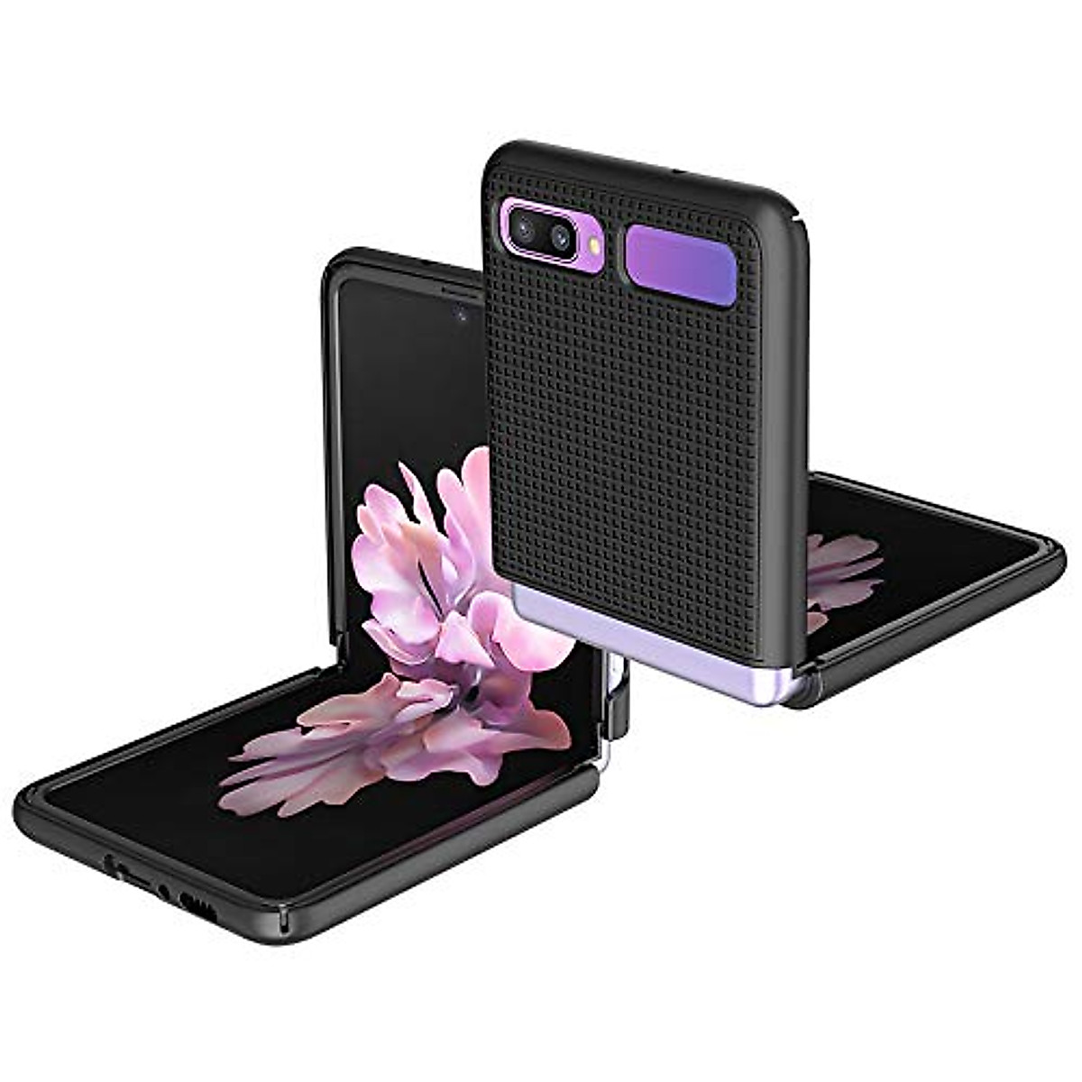 Case with Clip for Galaxy Z Flip, Nakedcellphone [Black] Snap-On Cover with [Rotating/Ratchet] Belt Hip Holster Holder Combo for Samsung Galaxy Z Flip 5G Phone (SM-F700, SM-F707) 2020