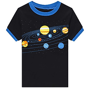 Little Boys Short Set Pajamas for Boys 100% Cotton Toddler Planet Sleepwear Summer Clothes Size 2-7T(Planet-79 6T)