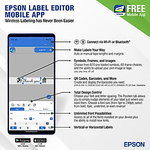 LABELWORKS Epson LW-C610PX Premium Portable Wireless Label Maker Machine for Home and Hobbies – Create Sticker Labels for Crafts and Organization, Designer Tape, App Compatible