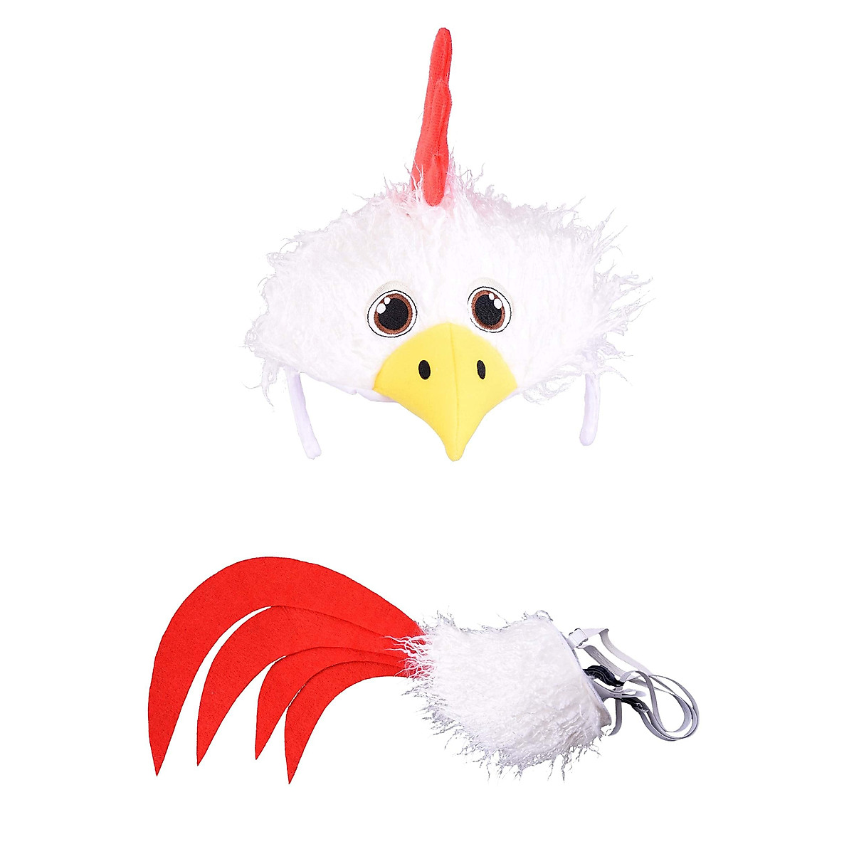 elope Chicken Soft Headband & Tail Costume Accessory Kit - Soft Sculpted Beak and Tail with Adjustable Elastic