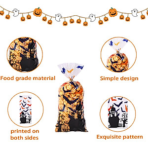Halloween Snack Bags, 120 Halloween Cellophane Candy Bags for Guests, Used to Package Snacks and Candy, and to Deal with Trick or Treating Gifts