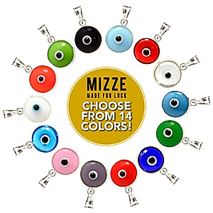 MIZZE Made for Luck Transparent Light Blue Authentic 925 Sterling Silver 10 MM Round Glass Evil Eye Charm Pendant