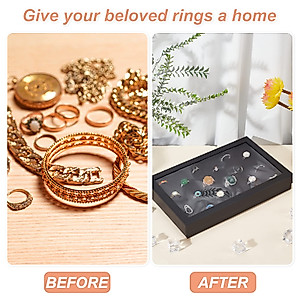 SUNNYCLUE 1Pc 36 Slots Ring Showcase Display Box Ring Organizer Boxes Rings Holders Insert Display Trays Transparent Packing Box for Business Selling Shows Jewelry Rings Earrings Storage Supply