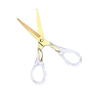 Koqye Multipurpose Scissors Acrylic Stainless Steel 6.3" Scissors Stylish Sharp Shears for Fabric Craft Supplies (Gold)