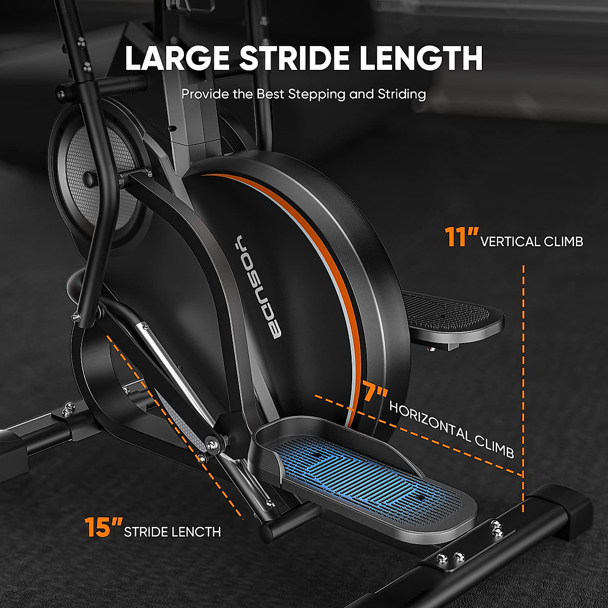 YOSUDA Pro Cardio Climber Stepping Elliptical Machine, 3-in-1 Elliptical Machine Stair Stepper Trainer, Total Body Fitness Cross Trainer with Quiet Magnetic Driving System, 16 Resistance