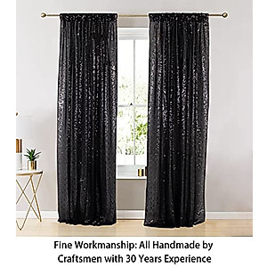 Sequin Curtains 2 Panels Black 2FTx8FT Sequin Photo Backdrop Black Sequin Backdrop Curtain Pack of 2-1011E