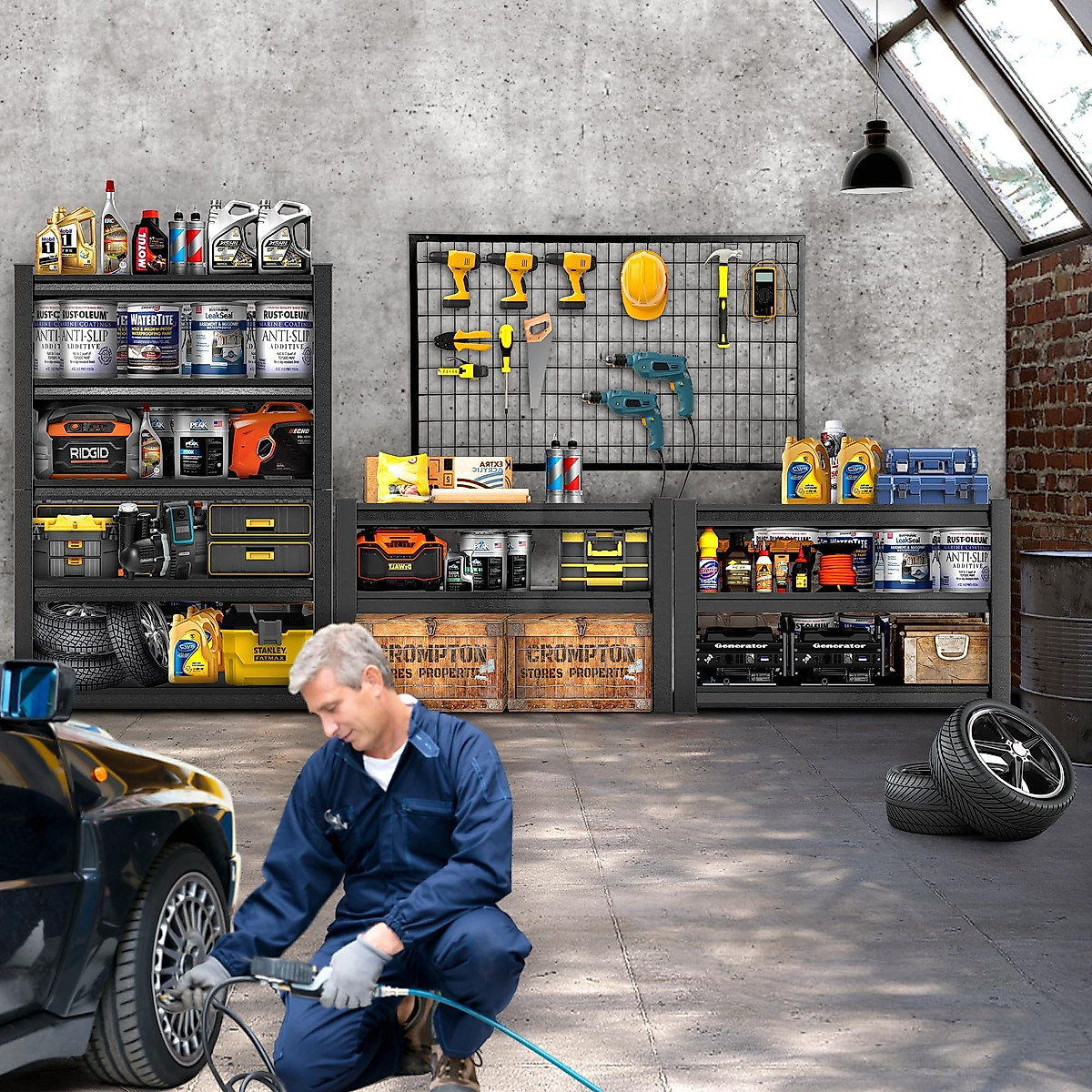 78" H|All-Metal Garage Shelving Unit and Storage-Easy Assembly Shelves 5-Tier Storage Rack|Heavy-Duty Adjustable Shelf|Steel Waterproof Rust-Resistant Shelves for Warehouse,Basement,Storeroom,Black