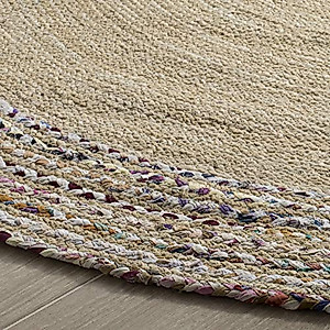 SAFAVIEH Cape Cod Collection 5' Round Ivory / Light Beige CAP207B Handmade Braided Jute Area Rug