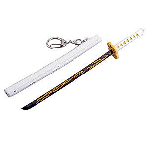ixampoun 4ps Mini Toy Katana Keychain, Metal Model Sword With Pull Out Best Gift For Anime Lovers Samurai Sword Game Series Sword Party Supplies Gift Keychain for Anime Fans