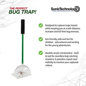 Katcha Acrylic Critter Catcher Live Trap Catcher with Handle for No Harm Trap - Large Plastic Bug Trap, Bug Container & Bug Catcher for Safely Capturing Insects & Pests