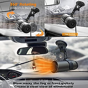 Portable Car Heater, 12V 150W Windshield Defogger and Defroster, 2 in1 Fast Heating Defroster, Plug in Automobile Windscreen Car Fan with Suction Holder for All Cars
