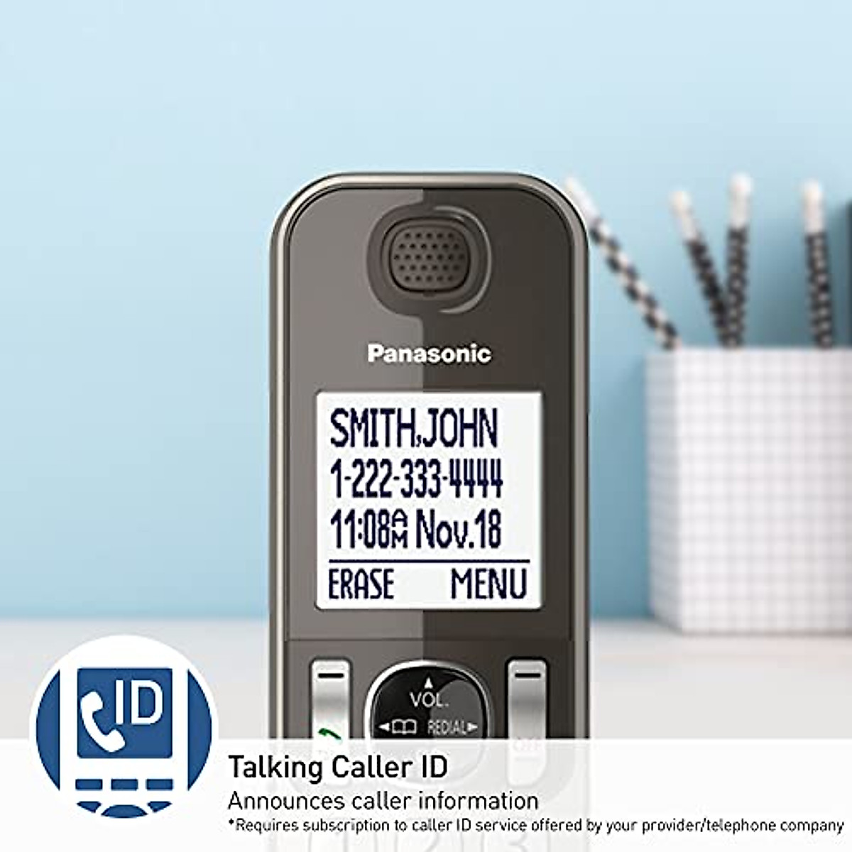 PANASONIC Corded/Cordless Phone System with Answering Machine and One Touch Call Blocking – 3 Handsets - KX-TGF353N (Champagne Gold)