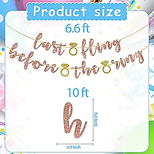 Halodete Last Fling Before the Ring Banner, Engaged Banner, Bridal Shower, Wedding Party Garland Bunting Decorations - Rose Gold Glitter