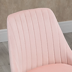 Vinsetto Mid-Back Office Chair, Velvet Fabric Swivel Scallop Shape Computer Desk Chair for Home Office or Bedroom, Pink