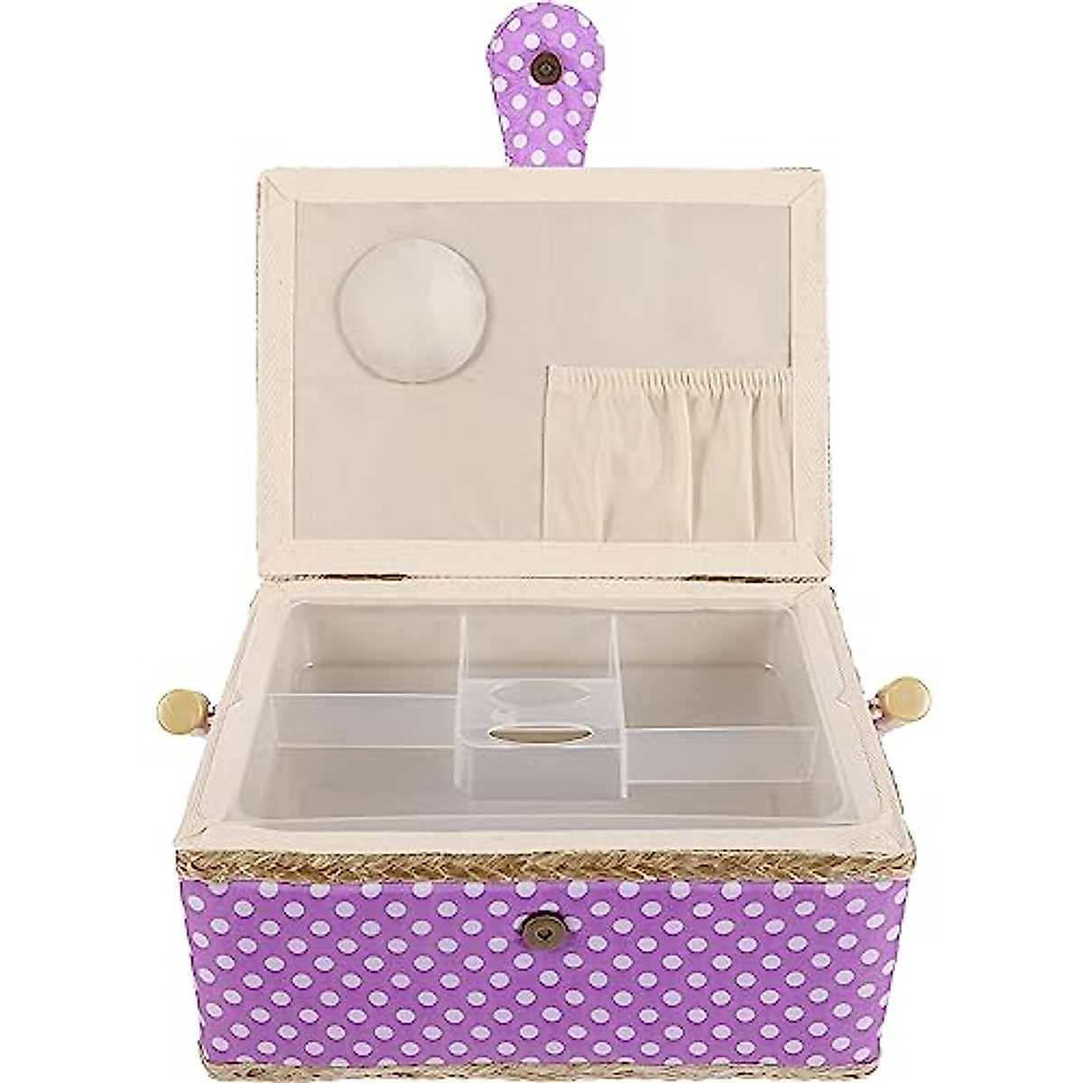 Sewing Storage Organizer with Lid Double-Layer Sewing Box Organizer Accessories Storage Bag Sewing Gifts for Kit, Scissors, Thread, Pins, Needles, Clips Purple