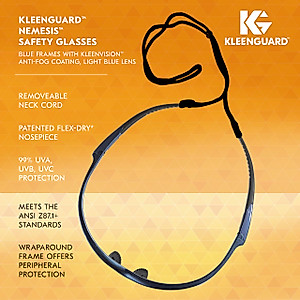 KleenGuard™ V30 Nemesis™ Safety Glasses (19639), Light Blue Lenses with KleenVision™ Anti-Fog coating, Blue Frame, Unisex Eyewear for Men and Women (12 Pairs/Case)