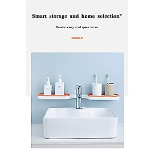 HN 180° Rotatable Bathroom Corner Rack Wall Mounted Shower Shelf Shampoo Storage Rack Holder White Orange, 13x4.3x2.75inch