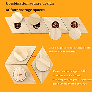 FOREST LANGUAGE Wooden Enrichment Foraging Toy 4Pcs Mental Stimulation Toy for Hamster,Guinea Pig,Rabbit,Chinchilla Enrichment Forging Toys