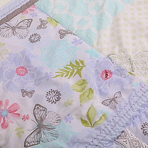 CribMATE 2 PCs Pink Butterfly Themed Nursery Crib Bedding Set 2 PCs Purple Butterfly Nursery Crib Bedding Set Embroidery Butterfly Baby Girl Bedding Cot Set Quilt + Fitted Sheet, 28 X 52
