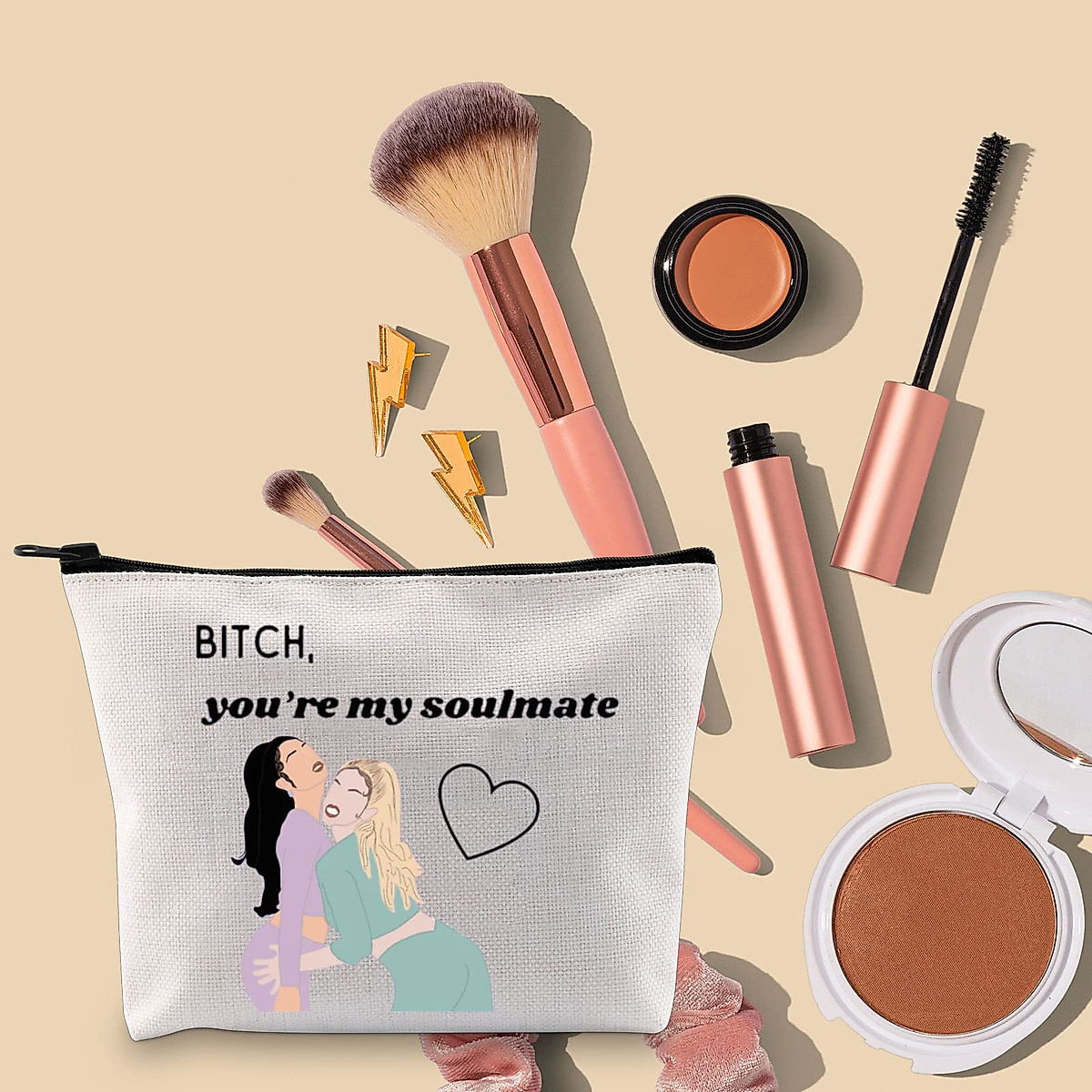 TOBGB Maddy And Cassy Gift You Are My Soulmate Lines Inspired Makeup Bag TV Show Role Gift TV Show Merchandise Friendship Gift (Soulmate bag)
