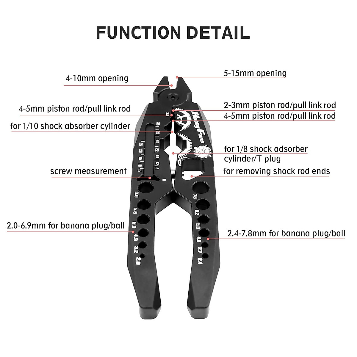 Hobby Fans Metal Shock Absorber Pliers Rod Ball Clamp & Ball Joint Wrench Multi-Function RC Tool Combo Set for 1/8 1/10 RC Car