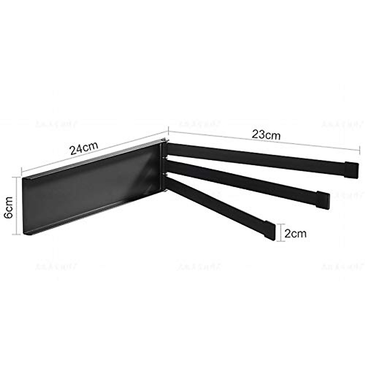 Wall Mounted Towel Bar Swivel with 3-Arm Swing Towel Holder for Bathroom Kitchen Storage （Black）