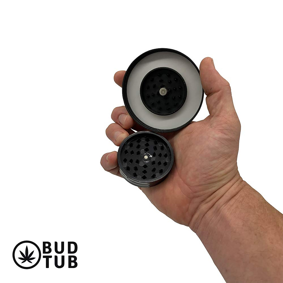 Glass Herb Storage Jar with Magnetic Herb Grinder INSIDE the lid. This Airtight, Smell Proof, Storage Container has an Added Seal to Keep the Scent Contained and Goods Fresh for Longer (Regular)