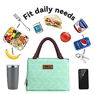 HOMESPON Insulated Lunch Bag for Women Men Lunch Box Cooler Aesthetic Lunch Tote with Pocket for Work Picnic (Green)