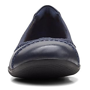 Clarks Women's Sara Bay Ballet Flat, Navy Leather, 5