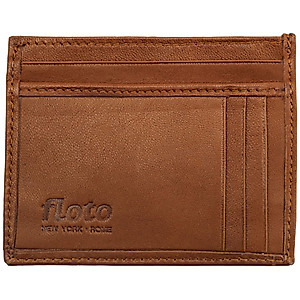 Floto Firenze Leather Card Case Slim Wallet in Nappa Lambskin Leather (Brown)