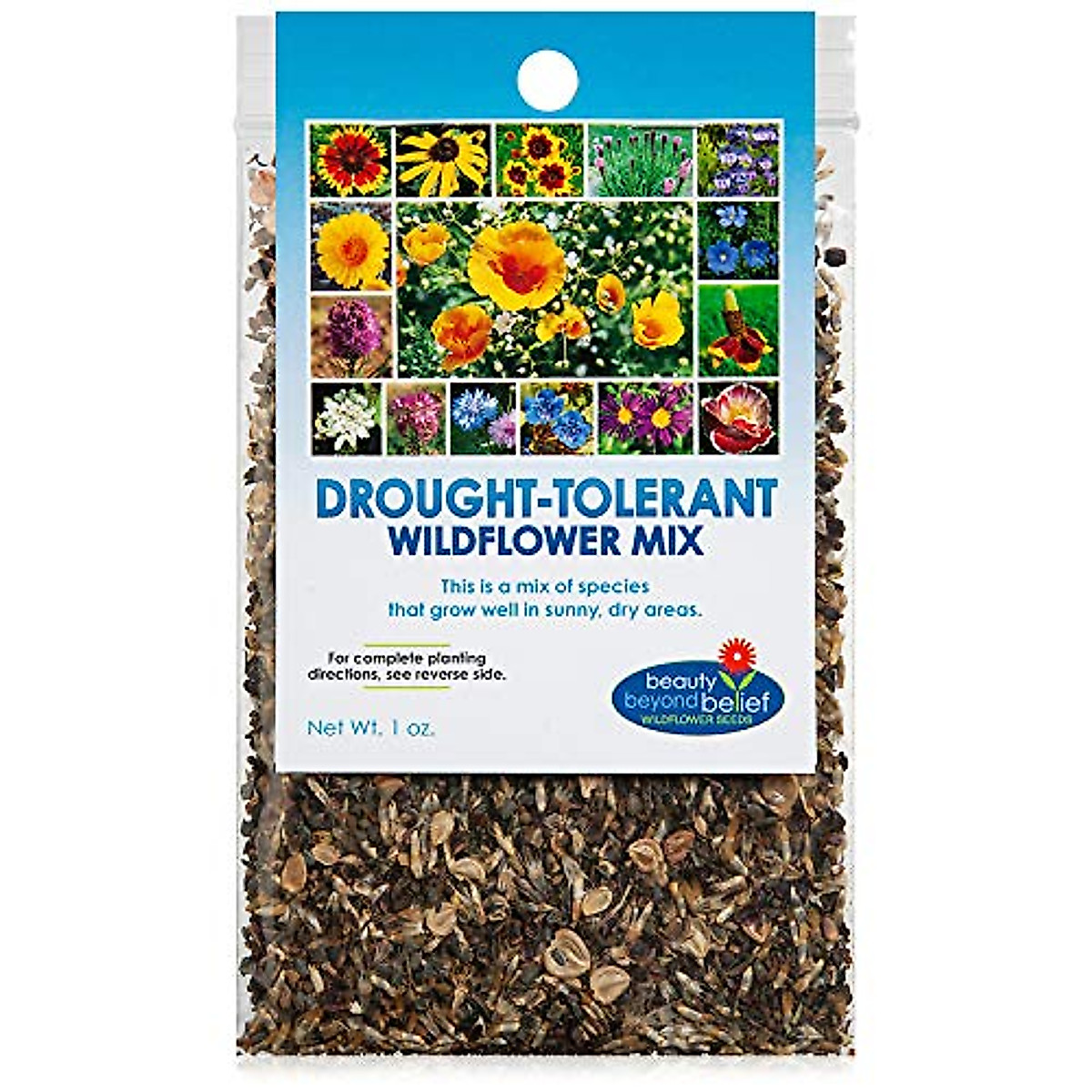 Drought Resistant Wildflower Seeds - 1oz, Open-Pollinated Bulk Flower Seed Mix for Beautiful Perennial, Annual Garden Flowers - No Fillers - 1 oz Packet Sell by Dec 2024