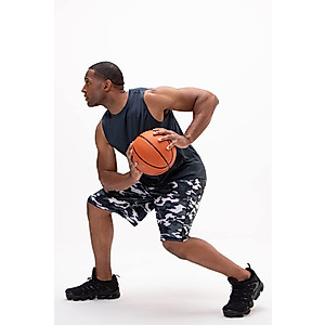 DEVOPS Men's 2-Pack Loose-Fit 10" Workout Gym Shorts with Pockets (Large, Black/Camo Gray)