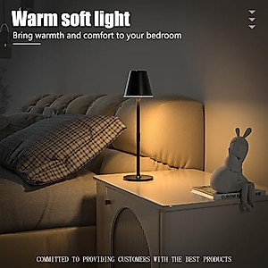 Timjorman Modern LED Cordless Table Lamp, 4000mAh Rechargeable Battery, 3 Level Brightness Night Light, Metal Shell, Minimalist Design, for Couples Dinner/Coffee Table/Restaurant/Bedroom, Black