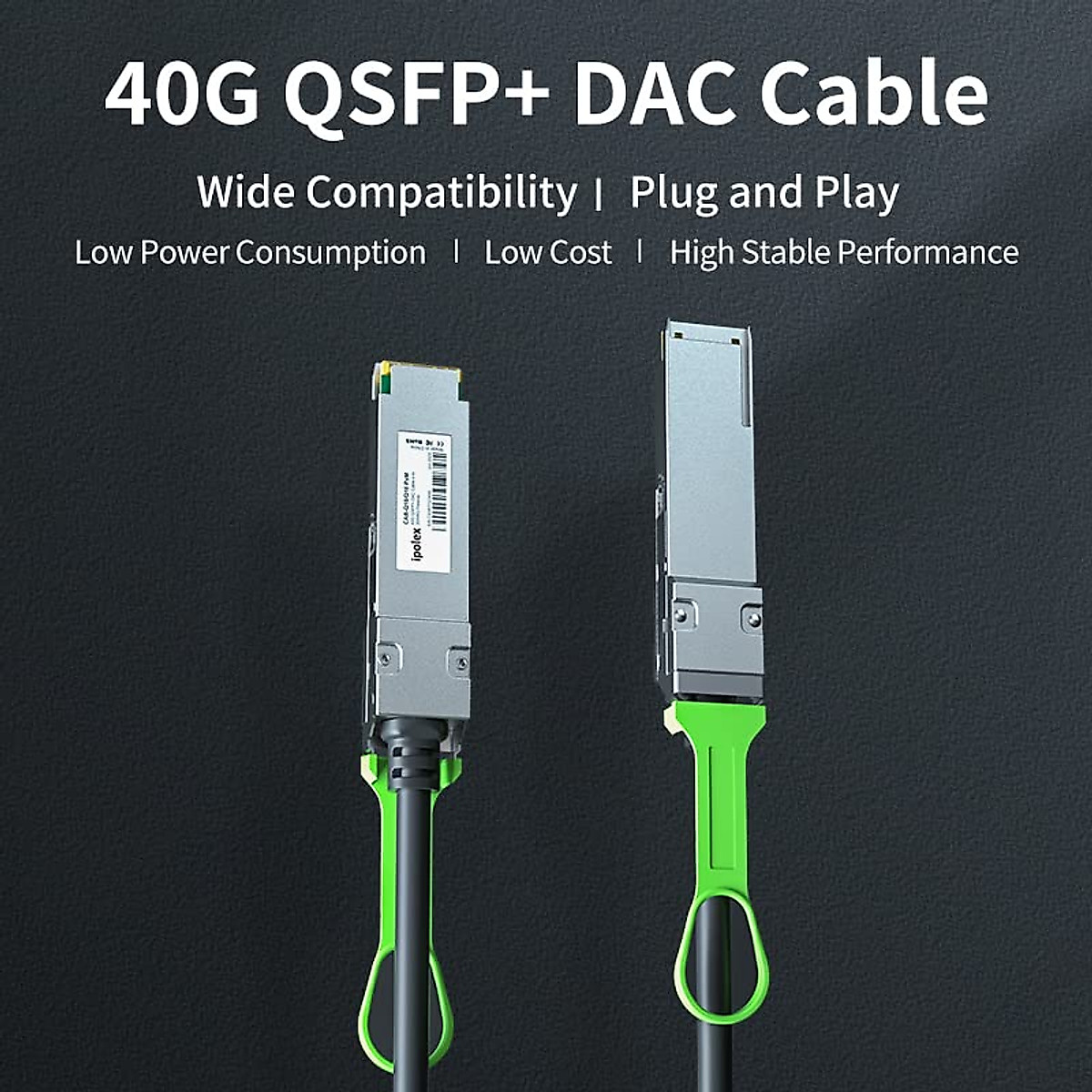 ipolex 40G QSFP+ DAC Twinax Cable, 40GBASE-CR4 Passive Direct Attach Copper Cable, 0.5m (1.64ft), for Cisco QSFP-H40G-CU50CM, Meraki MA-CBL-40G-50CM, Intel XLDACBL05, Mikrotik, Netgear, TP-Link,D-Link