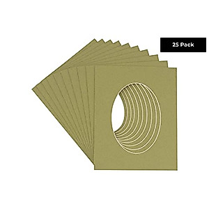 CountryArtHouse Valley Green Acid Free 6x9 Oval Picture Frame Mat with White Core Bevel Cut for 3x5 Pictures - Fits 6x9 Frame - Pack of 25 Matboards