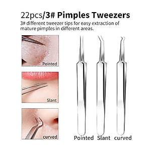 2024 Professional Pimple Popper Tool Kit - 22 PCS Blackhead Remover Tools for Acne and Zit Popping Comedone Extractor with Magnifying Glass and Alcohol Pad
