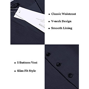 COOFANDY Men's Dress Vest Slim Fit Formal Dress Waistcoat Casual Business Wedding Suit Vest