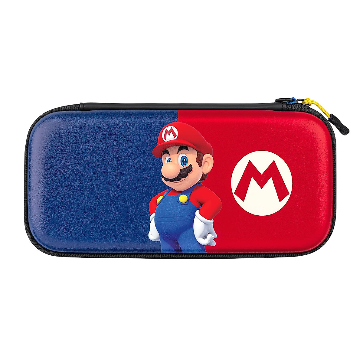 PDP Gaming Officially Licensed Nintendo Switch Slim Deluxe Travel Case - Switch OLED Protective Carrying Case and 14 game holder - Hardshell Protection - Protective Vegan Leather - (Mario Blue / Red)