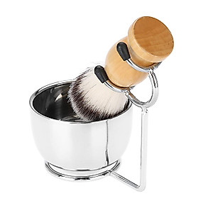 Sonew Beard Shaving Set, Professional Atainless Steel Bowl Holder Brush Shaving Tool Mustache for Men
