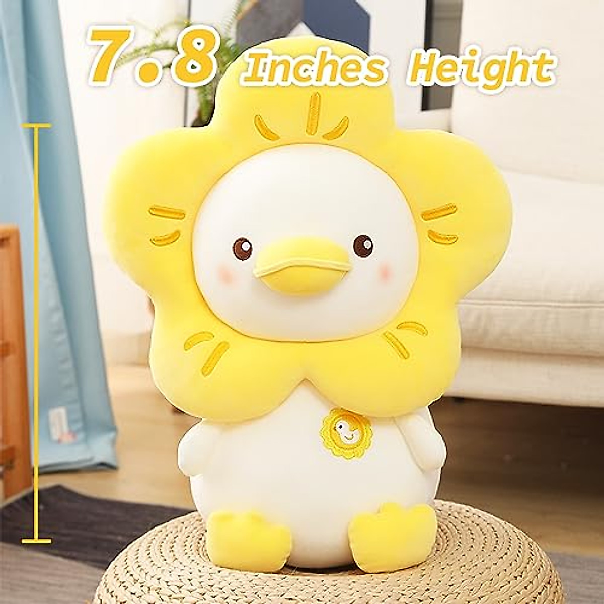Seyomi Plush Duck Stuffed Animals Soft Cute Plushies Duck Plush Toy for Kids Flower Stuff Duck, Pink, 9.8 Inches