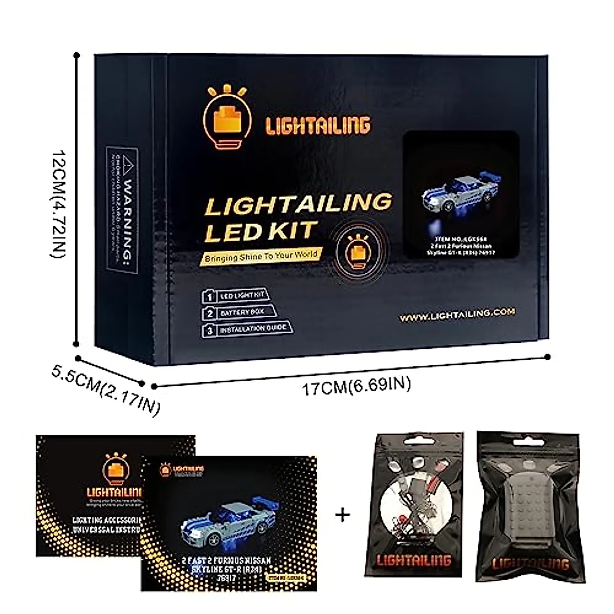 LIGHTAILING Light for Lego- 76917 2-Fast-2 Furious Nissan Skyline GT-R (R34) - Led Lighting Kit Compatible with Lego Building Blocks Model - NOT Included The Model Set