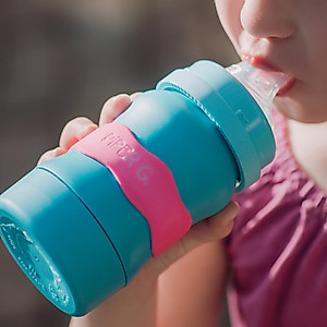 InchBug Orbit Labels - White Contrasting Personalization Silicone Baby Bottle & Sippy Cup Bands - Reusable, Dishwasher Safe, Engraved Name Labels for Daycare, 4-Pack (Nautical Navy)