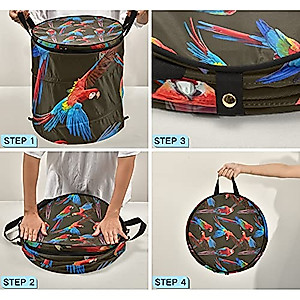 Parrot Pop Up Laundry Hamper With Lid Foldable Laundry Basket With Handles Collapsible Storage Basket Clothes Organizer for Travel Kids Room