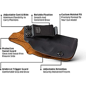 Gears and Barrels Kydex Leather Holster for Taurus GX4 - IWB Concealed Carry with Adjustable Retention and Leather Lining - Right Hand