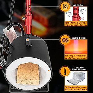 Portable Propane Forge Single Burner, Forging Blacksmith Tools Equipment Rolled Steel Large Capacity Oval Forge for Knife, Farrier & Tool Making