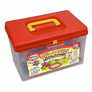 POPULAR PLAYTHINGS Playstix Super Set Construction Toy Building Blocks 400 Piece STEM Kit (90004)